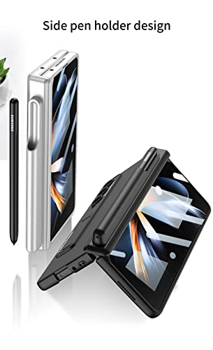 SHIEID Samsung Z Fold 3 Case, Galaxy Z Fold 3 Case with Hinge Protection S Pen Holder Kickstand & Built in Screen Protector Case Cover Fit Samsung Galaxy Z Fold3 Case, Champagne Gold