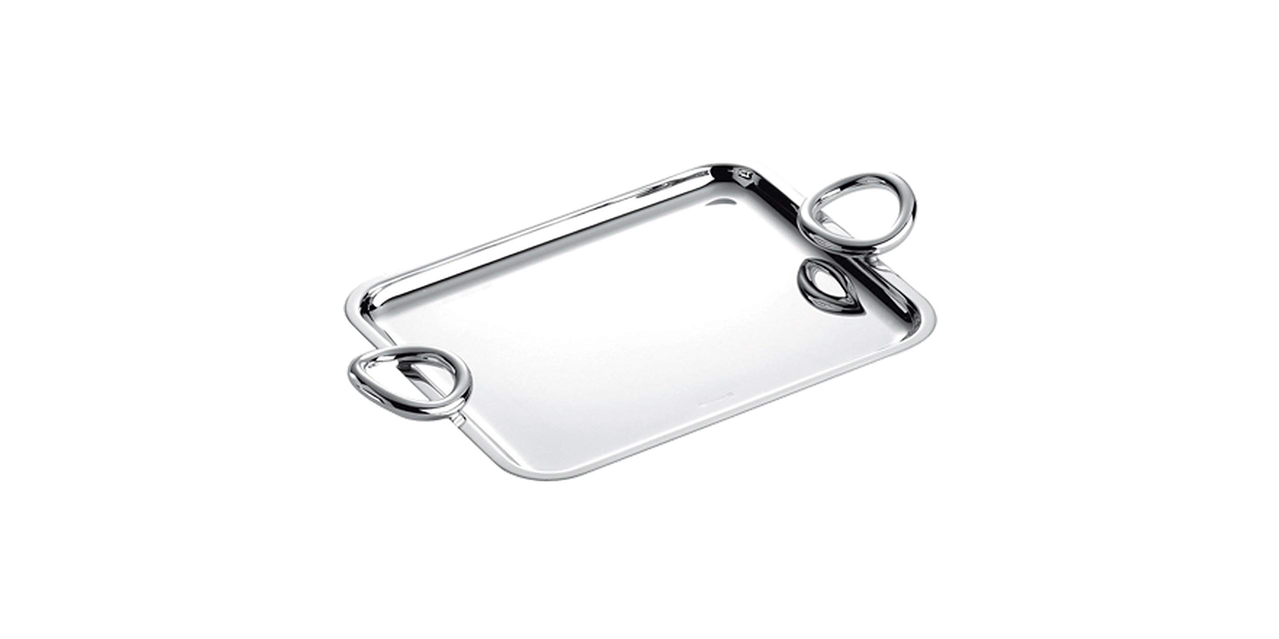 Christofle Vertigo Small Silver Plated Rectangular Tray with Handles #4200360