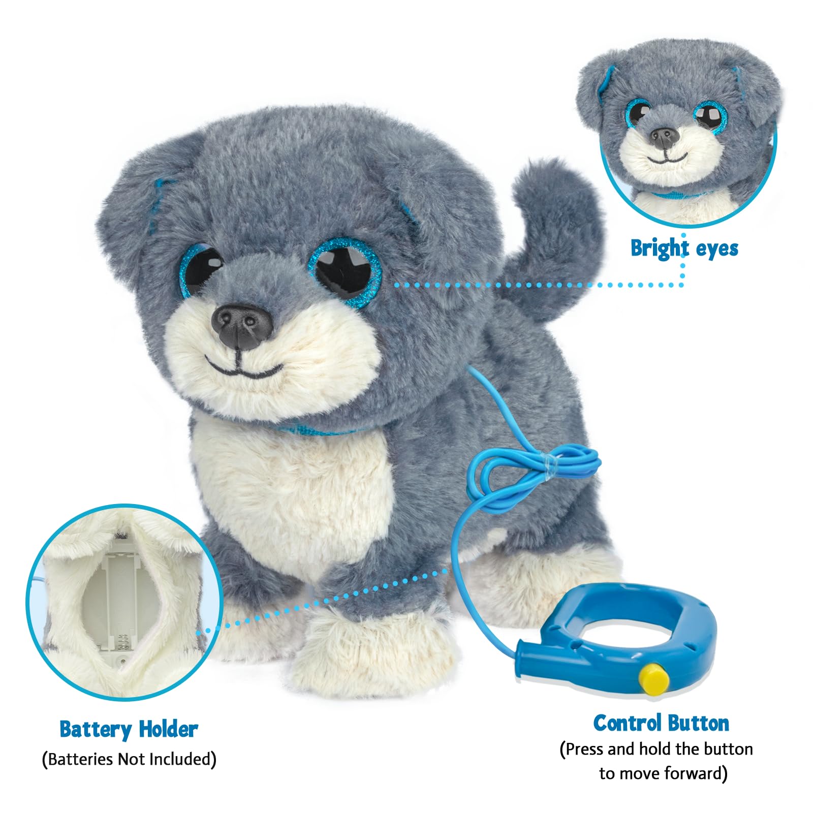 YH YUHUNG Walking and Barking Dog Toy Pet with Remote Control Leash Walking Puppy Toys for Kids Electronic Pets for Girls (Blue)