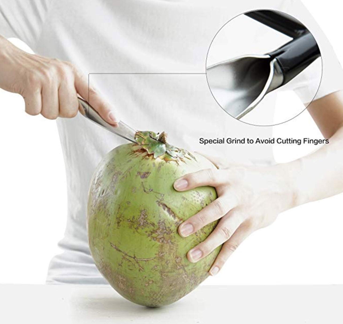 Coconut Opener Tool – Stainless Steel Coconut Meat Removal & Tap Opener Set – Practical & User-Friendly – Compatible with Peeled Thai Young White & Green Coconuts
