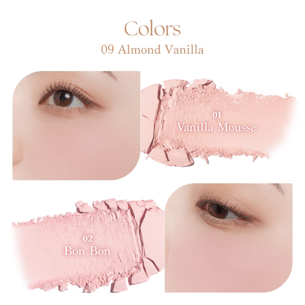 Dasique Blending Mood Cheek #09 Almond Vanilla | 4 Blendable Shades in Lightweight Smooth Powder | Vegan | Blush