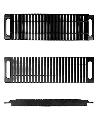 Qwork Antistatic ESD Circulation Rack Shelf, 2 Pack Dual- Ear Antistatic PCB Tray Rack, ESD Shelf Storage Turnover Rack, 47 x 14 x 3.5cm, Black