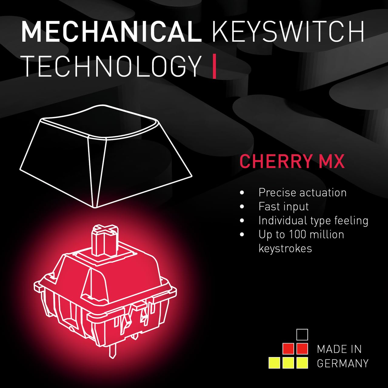 Cherry MX Board 3.0 S Wired Gamer Mechanical Keyboard with Aluminum Housing - MX Red Switches (Slight Clicky) for Gaming and Office - Customizable RGB Backlighting - Full Size - Black