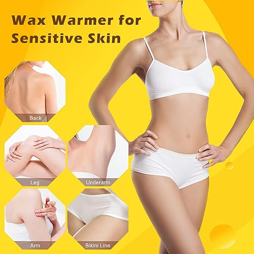 Digital Roll On Wax Kit, Honey Wax Roller Waxing Kit for Women, Roll On Wax Warmer for Hair Removal, Depilatory Soft Roll On Wax Warmer with 2 Cartridge Refill and 100 pcs Wax Strips - Super Easy To U