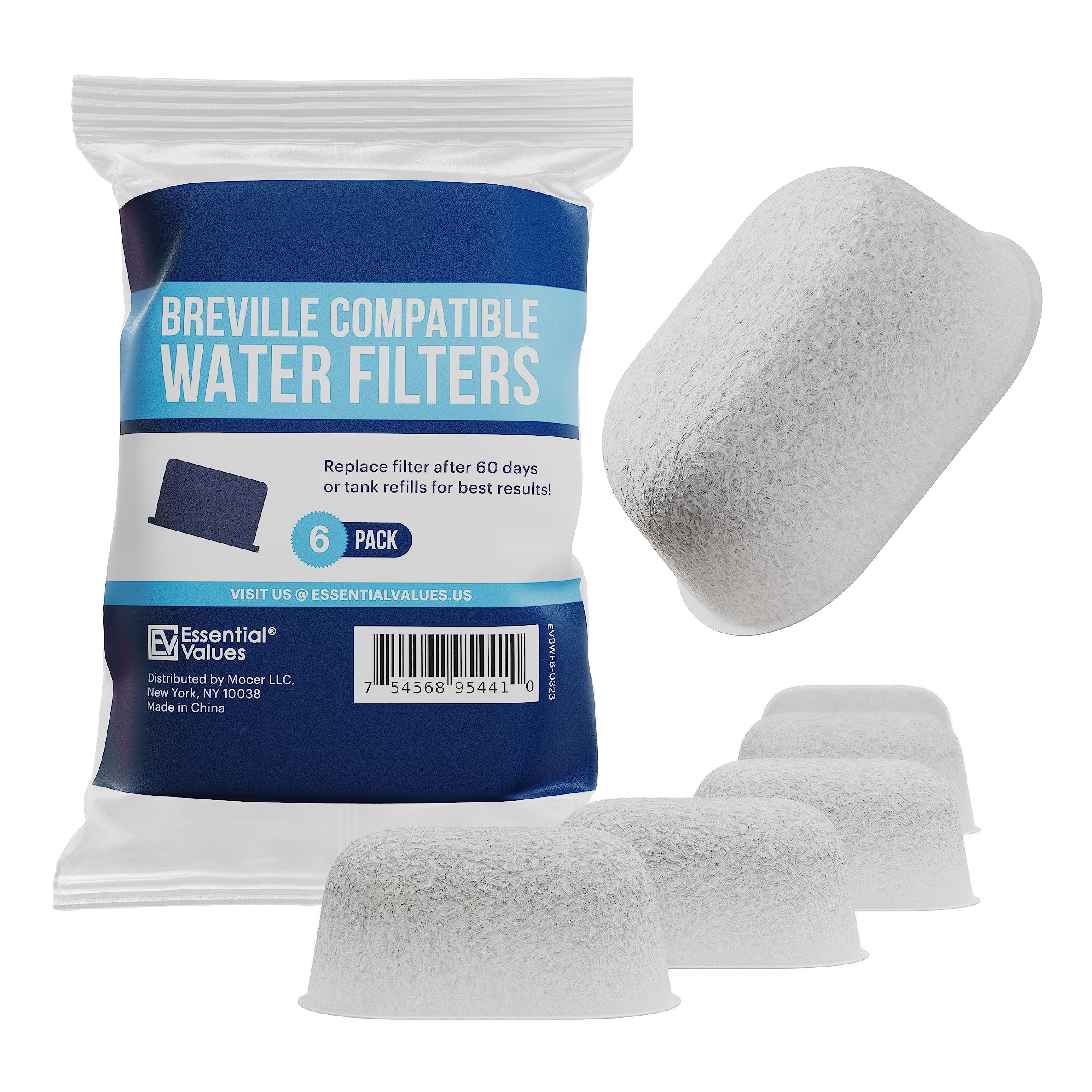 Compatible Breville Water Filter For Espresso Machine - 6 Pack Aftermarket Breville Filter Replacement - BWF100 by Essential Values