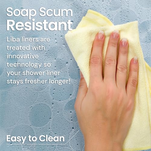 LiBa Plastic Shower Curtain Liner, Heavy Duty 8G Shower Liner for Bathroom, Waterproof Vinyl Shower Curtain, 3 Magnets, Rustproof Mental Grommets - 3D Aqua Circle Pattern, 72x72