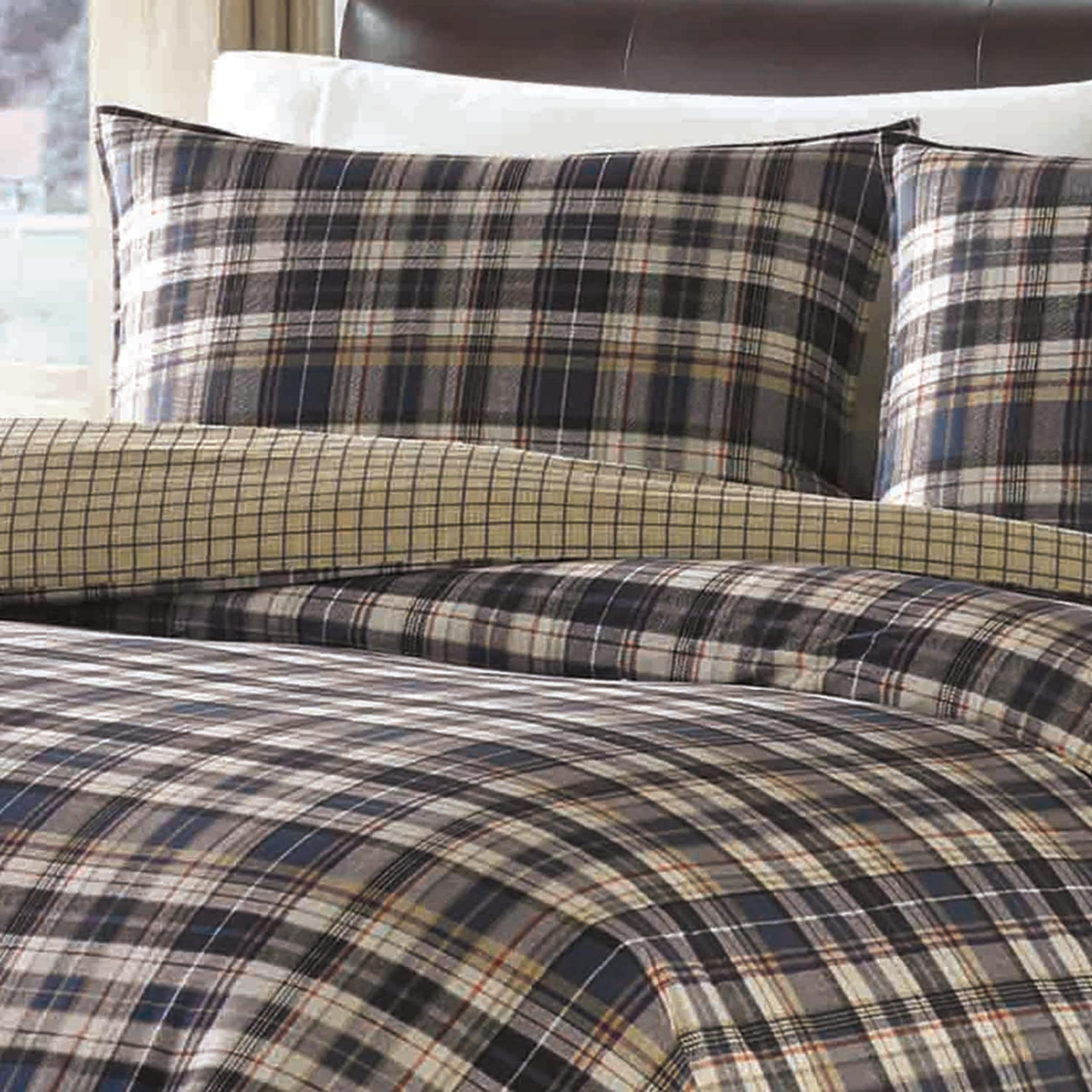Eddie Bauer - King Duvet Cover Set, Reversible Bedding with Matching Shams, Plaid Home Decor for All Seasons (Port Gamble Blue, King)