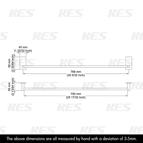 KES Adhesive Towel Bar 30-Inch Bathroom No Drill Towel Holder Sticky on Towel Rack Easy Install SUS304 Stainless Steel Rustproof Brushed Finish, A7000S75B-2