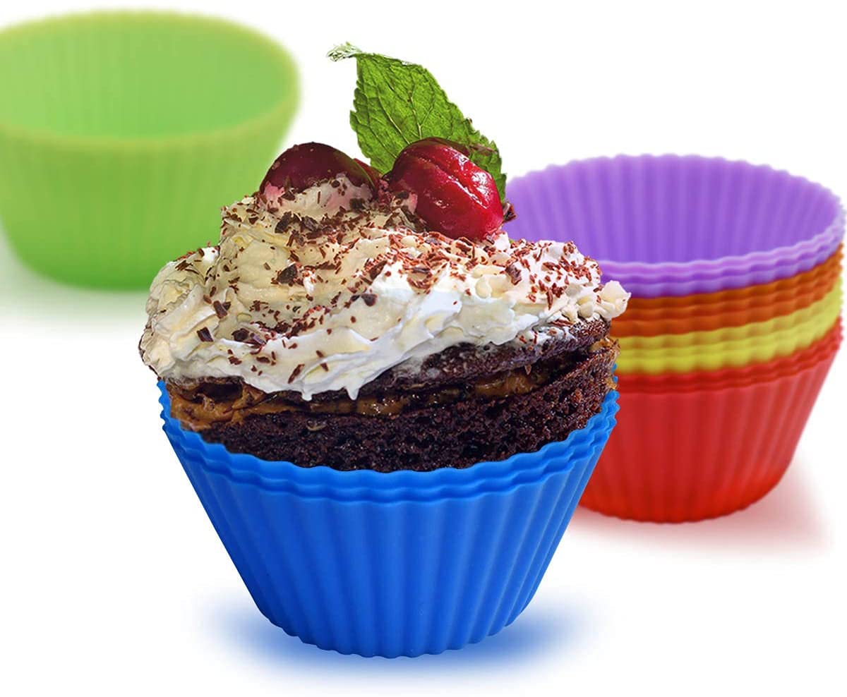 DEVIN0705 Silicone Cupcake Baking Cups 30 pcs, Heavy Duty Silicone Baking Cups, Reusable & Non-stick Muffin Cupcake Liners Holders Set for Party Halloween Christmas Bakery Molds Supplies