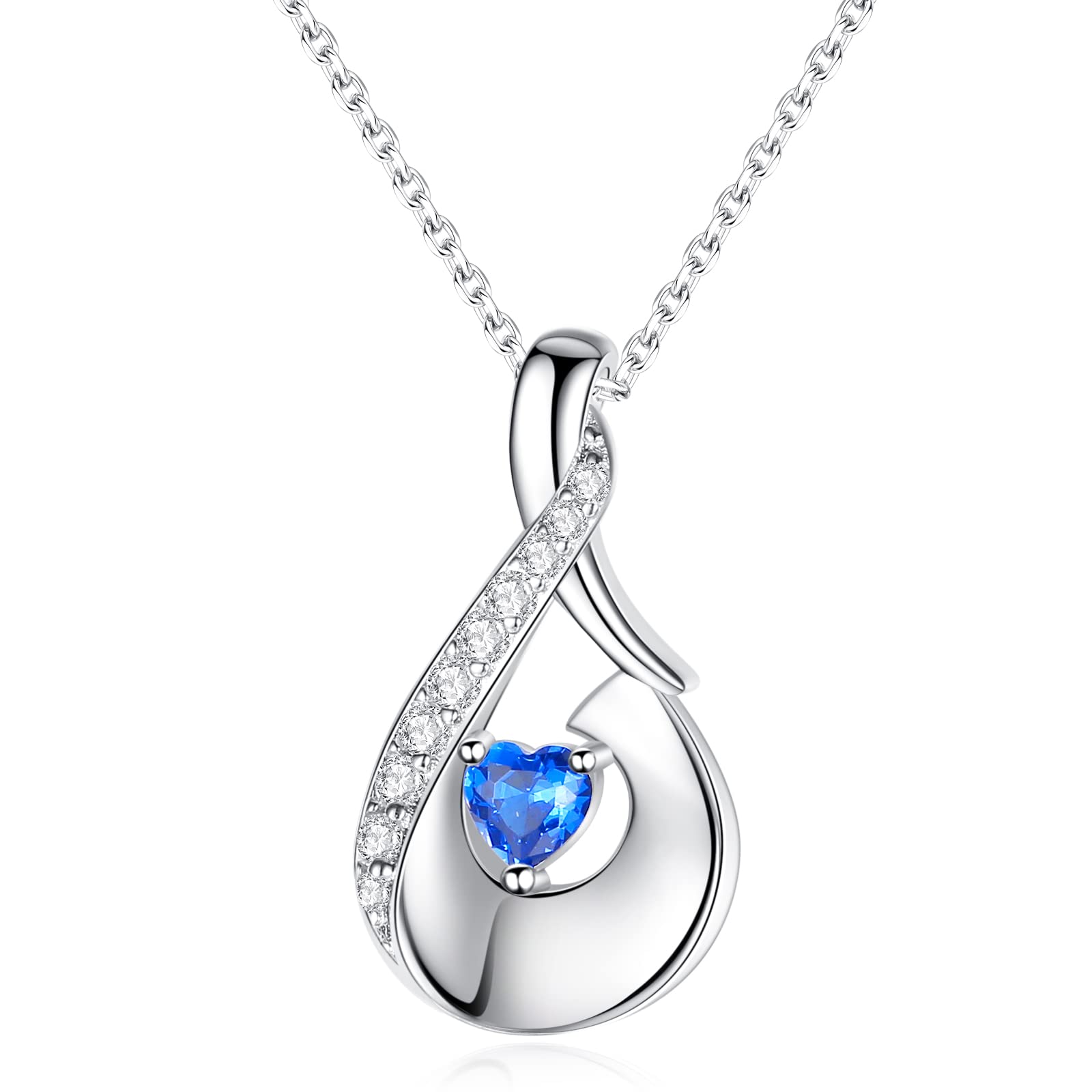 YLT Teardrop Urn Pendant Water Droplet Necklace for Ashes 925 Sterling Silver Memorial Keepsake Cremation Ashes Infinity Jewelry for Women