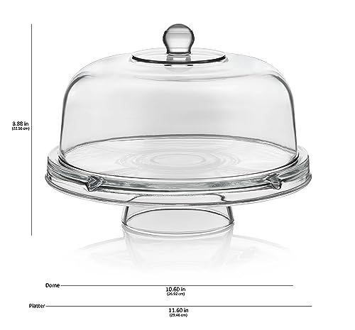 Libbey Selene 6-in-1 Multiuse Glass Server, Punch Bowl, Chip and Dip Bowl, Cake Stand