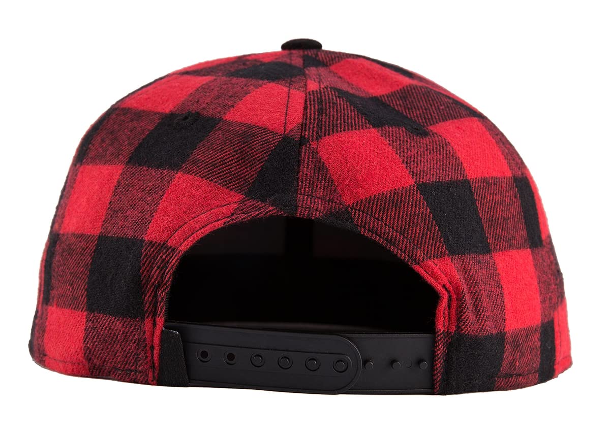 CNUSER Snapback Hats for Men Women,Fashion Baseball Cap,Hip Hop Flat Bill Brim Adjustable Dad Hats (Plaid Black Red)