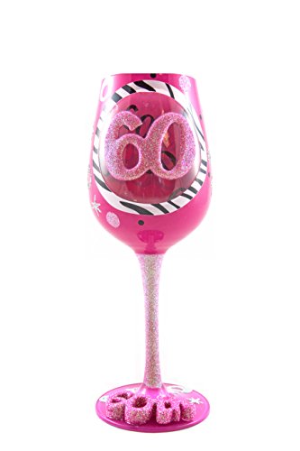Top Shelf Decorative 60th Birthday Wine Glass, 1 Count (Pack of 1), Pink