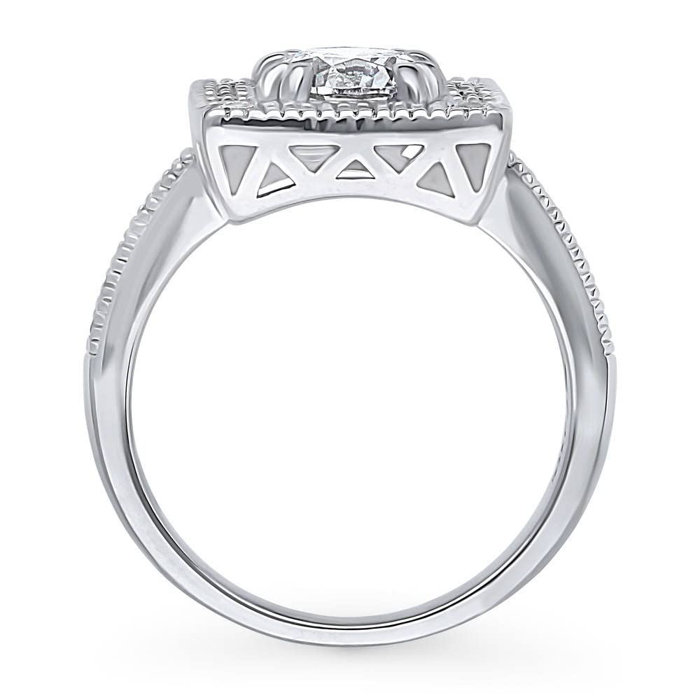 BERRICLE Sterling Silver Halo Wedding Engagement Rings Round Cubic Zirconia CZ Ring for Women, Rhodium Plated Size 7