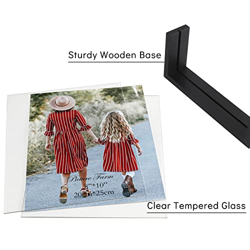 MEBRUDY 8x10 Picture Frame 2 Pack, Black Photo Frames with Tempered Glass Cover and Wooden Base for Tabletop or Desktop Display