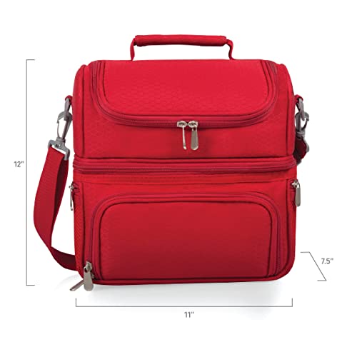 ONIVA - a Picnic Time brand, Pranzo Lunch Bag, Insulated Lunch Box with Picnic Set, Lunch Cooler Bag, (Red)