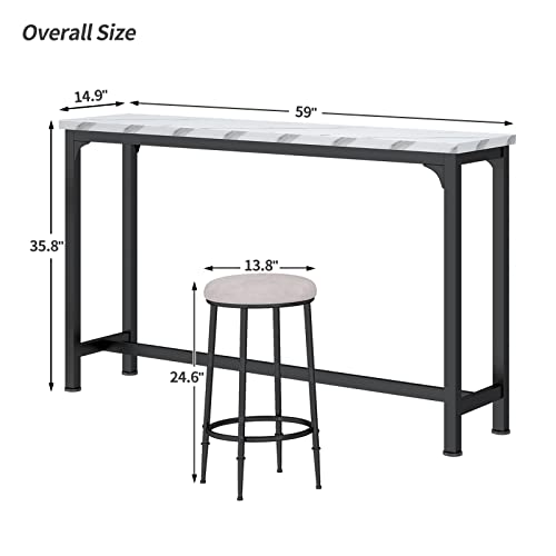 HOMYSHOPY Bar Table Set for 3, 4 Piece Console Table with 3 Stools, Counter Height Kitchen Table Set with 3 Chairs for Breakfast Nook, Living Room and Apartment (White & Black)