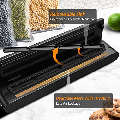 Vacuum Sealer Machine Food Saver Vacuum Sealer Machine with Cutter and 28 Bags, Automatic Air Sealing System for Food Fresh, Dry & Moist Modes, Compact & Magnetic Design for Seal a Meal