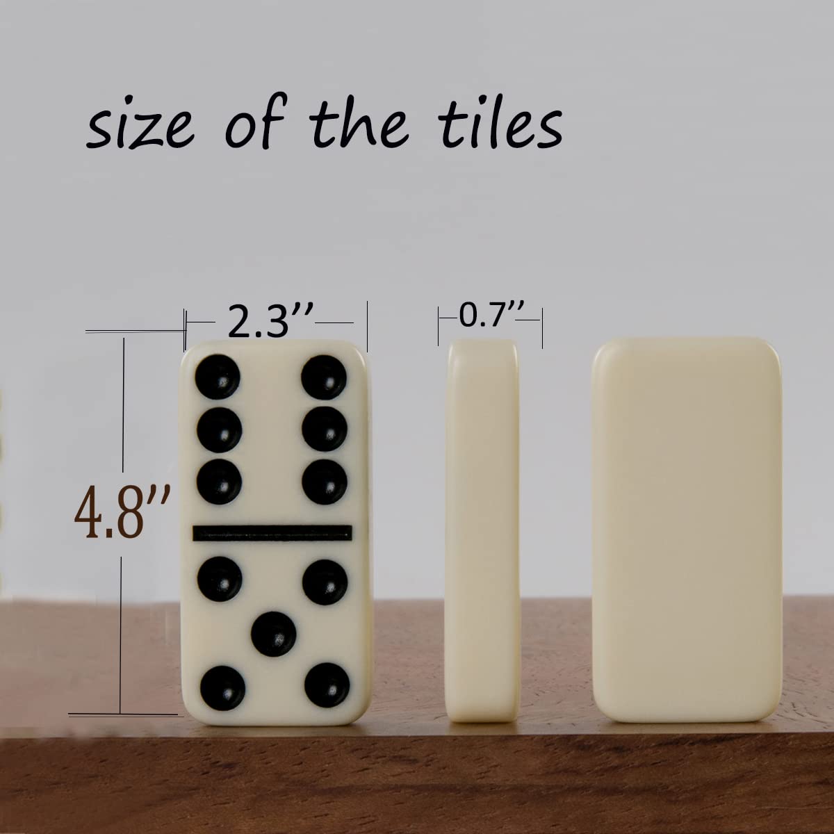 MEIOCION Dominoes Set- 28 Piece Double 6 Ivory Domino Tiles Set, Classic Family Game with Cloth Storage Case