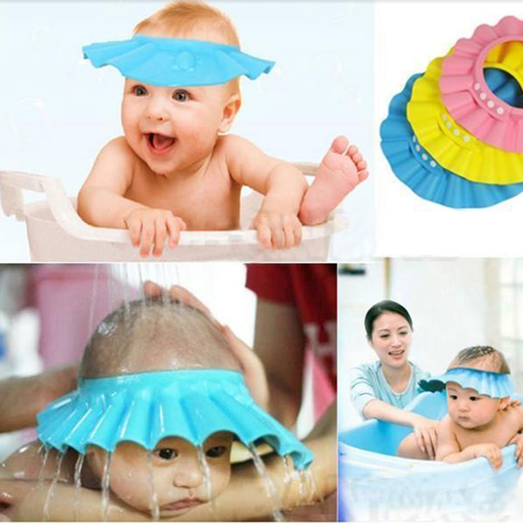 CHENHN Adjustable Baby Shampoo Cap Bathroom Shower Bathing Protection Bath Cap Visor Hair Washing Hat For Toddler(Pink)