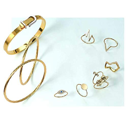 Bling Jewelry Tiny Nautical Shell Seahorse Palm Tree 14K Gold Plated Sterling Silver Midi Knuckle Stackable Ring Set For Women 1MM Band