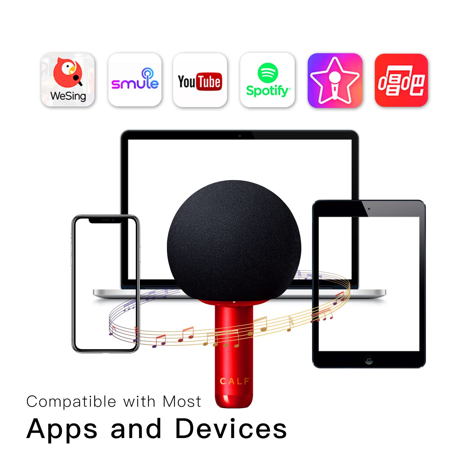 CALF Karaoke Microphone Wireless Bluetooth Changba Speaker Portable Mini Adults Entertainment Handheld Mic Speaker Singing Home KTV Party Indoor Electronic Gifts for Android iPhone Smartphones PC