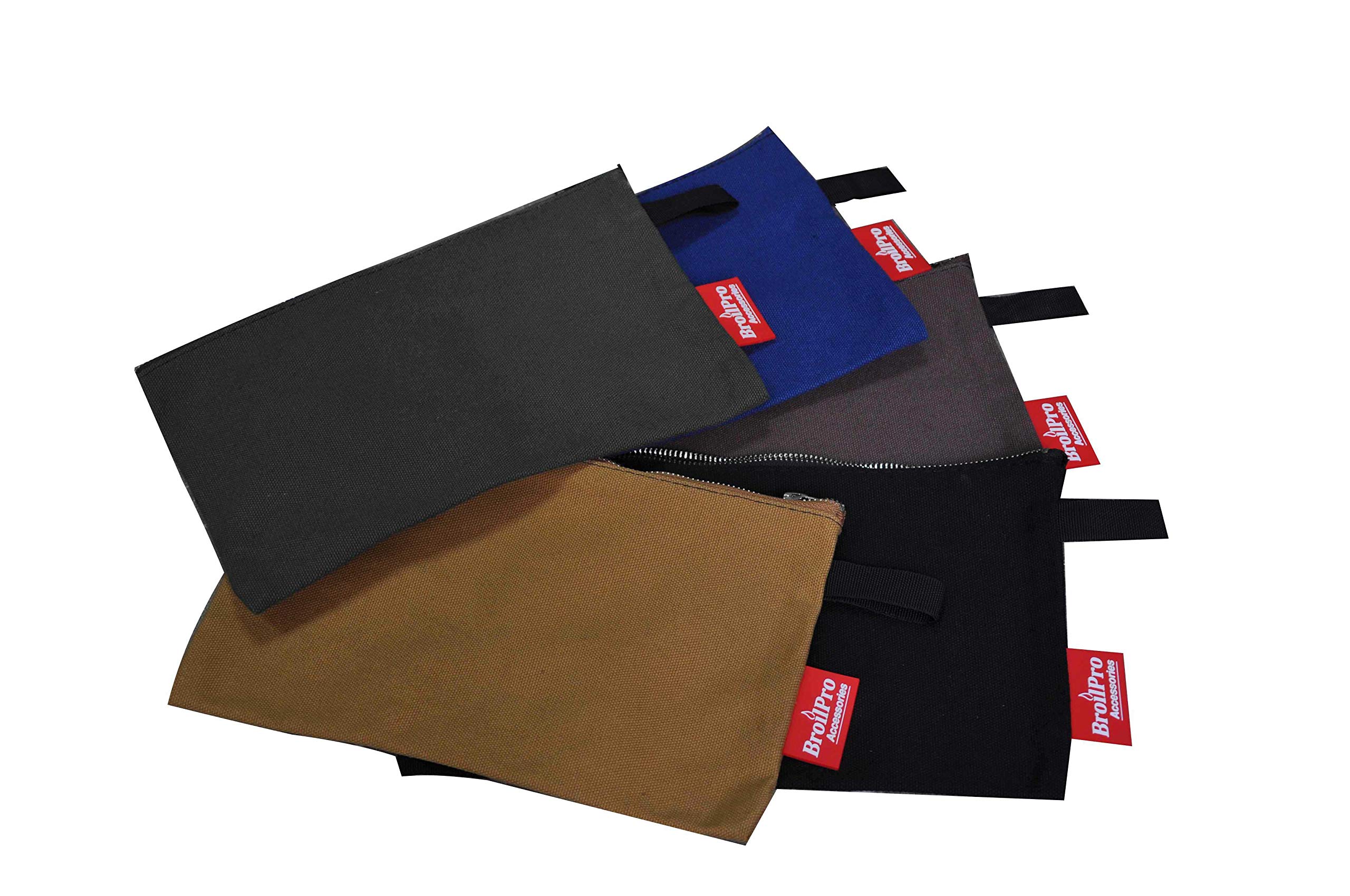 BroilPro Accessories 5 Pack Canvas Tool Bags Waterproof Heavy Duty 16 oz. Canvas Tool Multipurpose Pouch Tote Bag with Dependable Metal Zippers