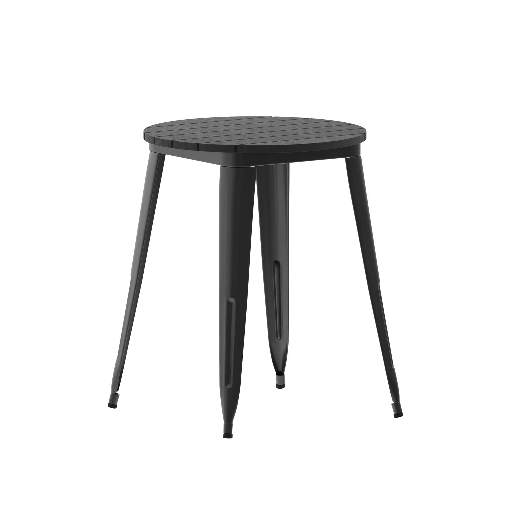 Flash Furniture Declan Commercial Outdoor Dining Table, All Weather Poly Resin Top with Steel Base, 23.75" Round, Black/Black