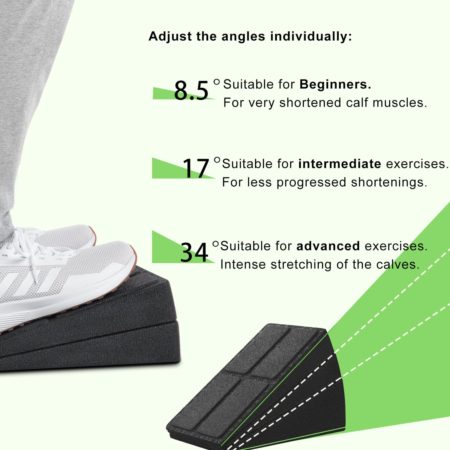 Calf Stretcher, 3pcs Slant Board for Physical Therapy Leg Exercisers, Adjustable Knee Wedge, Mobilization Wedge for Stretching, Leg Extender, Calf Extender