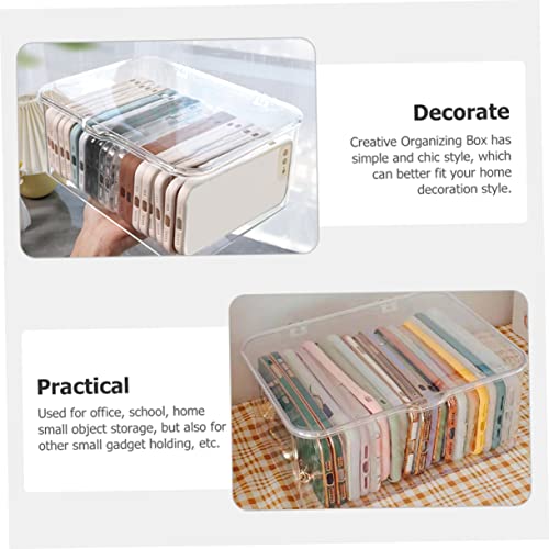 Beavorty Transparent Storage Box Clear Organizer Box Clear Storage Box with Lid Plastic Container with Lid Flip Top Box Plastic Home Office Container Pantry Fridge Organizer Box Household