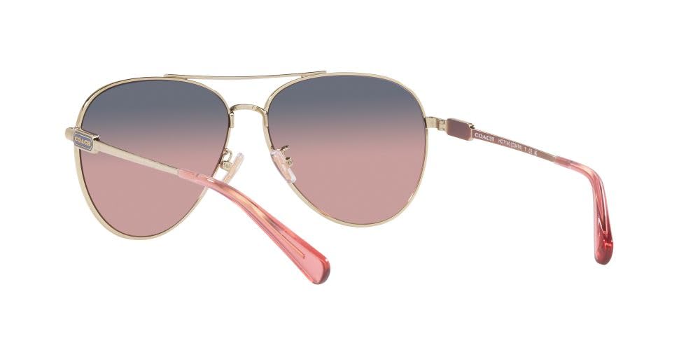 Coach HC7140 Sunglasses, Shiny Light Gold/Plum Purple Scarlet Gradient, 61 mm
