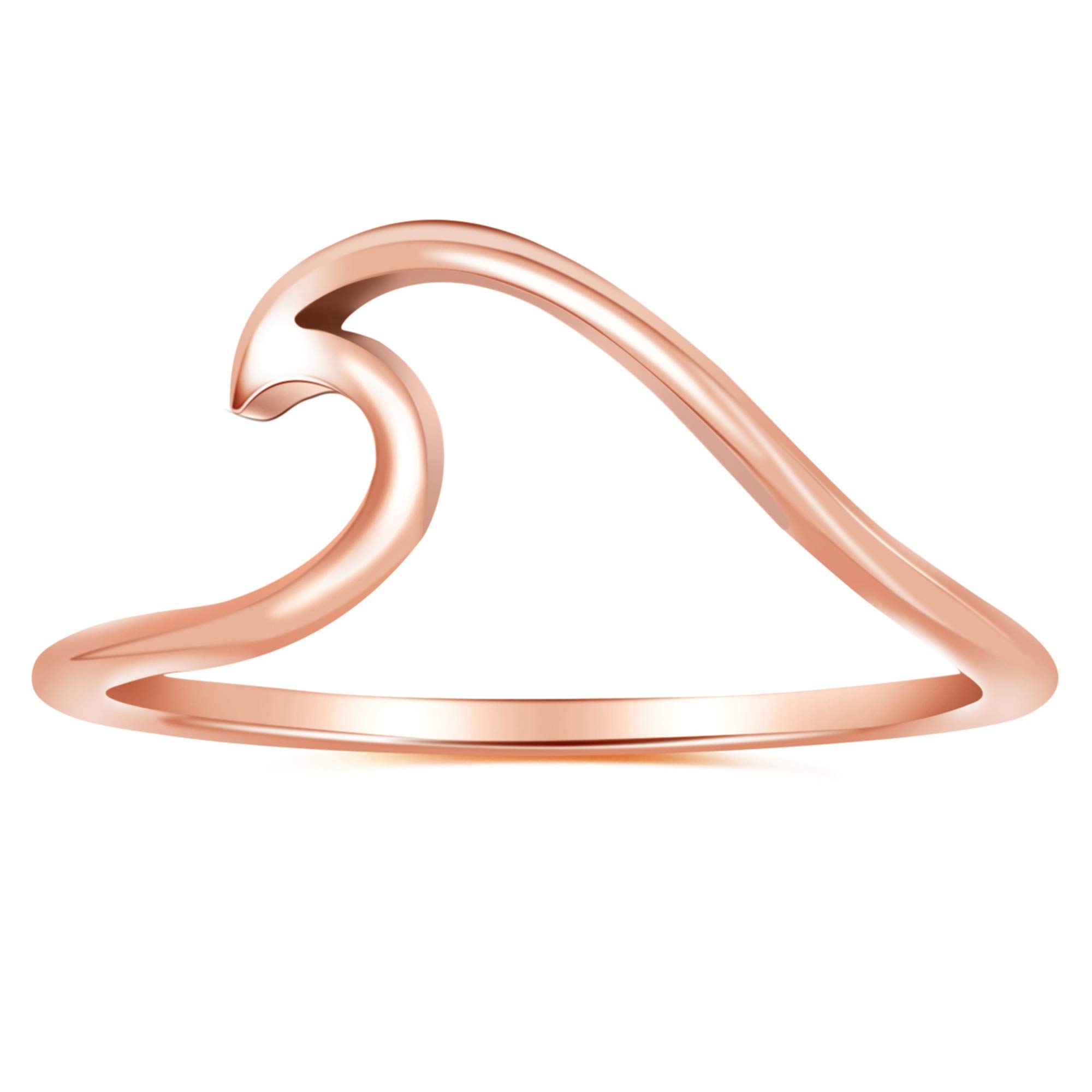 BLOSSOM & HUE Wave Ring for Women [ Size 7 ] .925 Pure Sterling Silver - Surfer & Clean Ocean Awareness Band