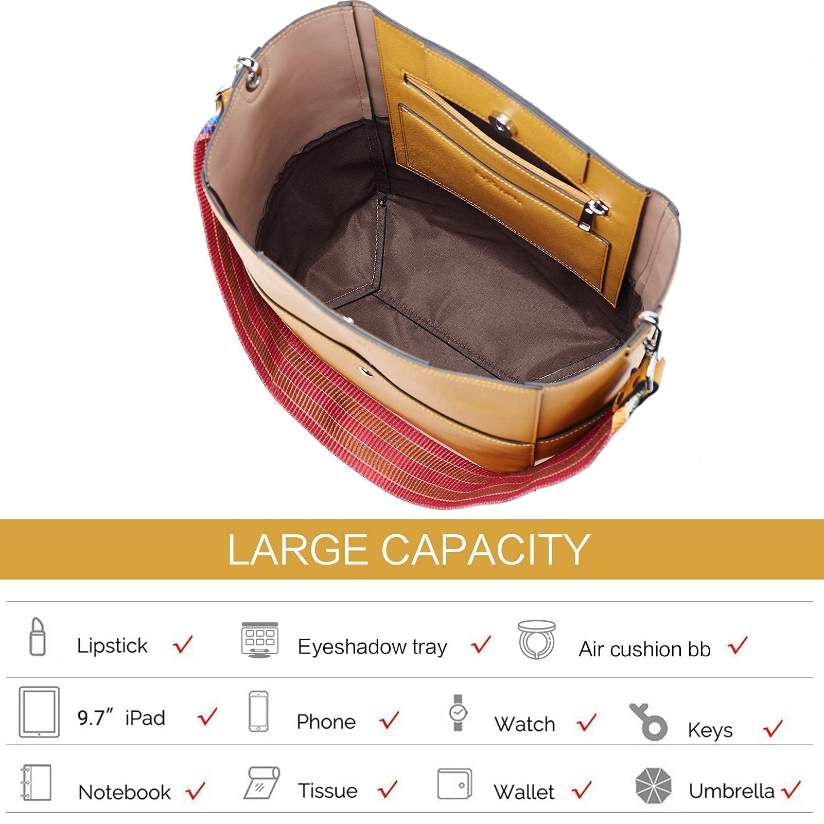 BROMEN Women Handbag Designer Hobo Shoulder Bucket Purse Yellow and Small Wallets for Women RFID Wallet Bifold Card Case Yellow Bundle