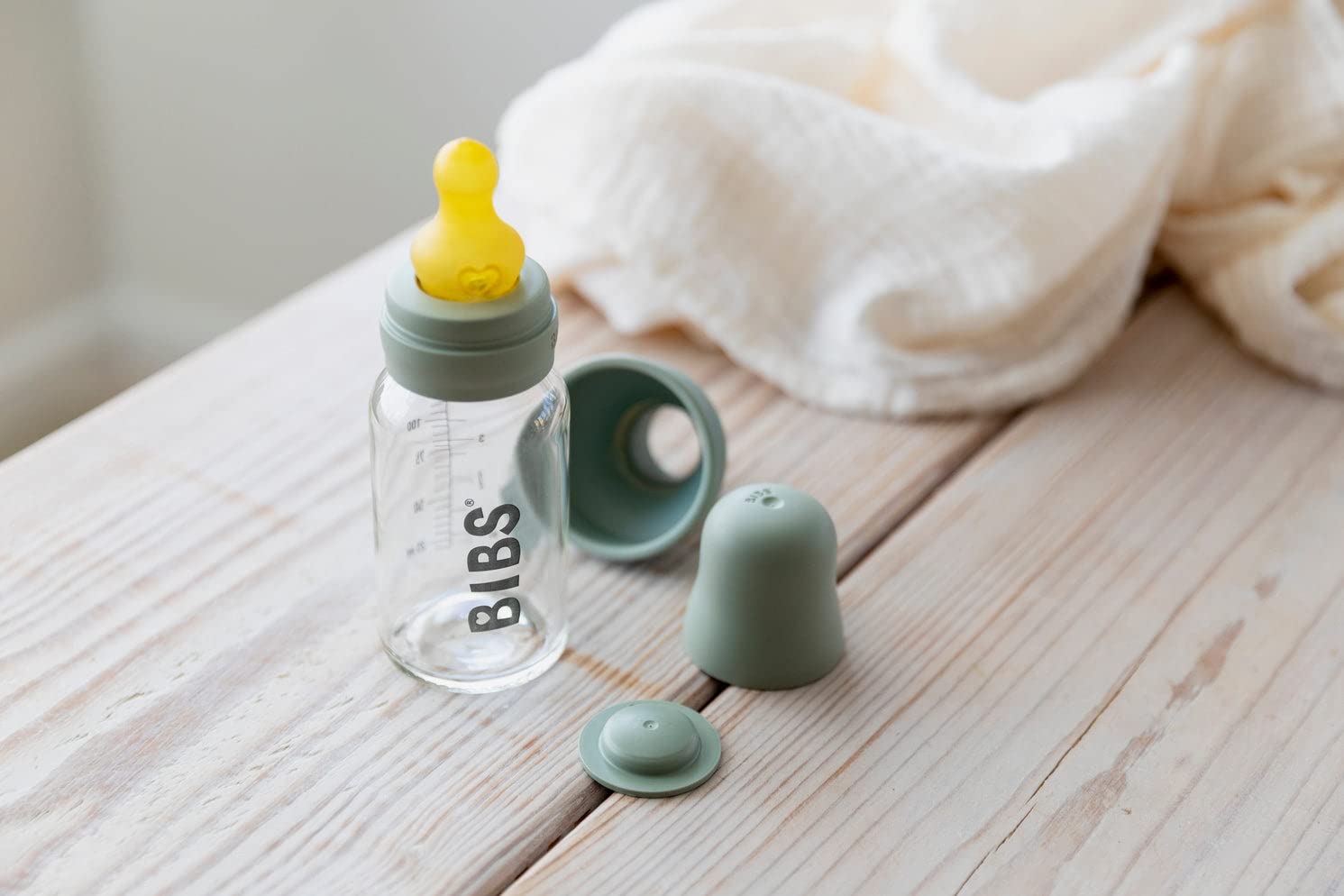 BIBS Glass Bottle - Part of Set. Mix and Match with BIBS Colorful Bottle Kits., 110 ml, Single Glass Bottle