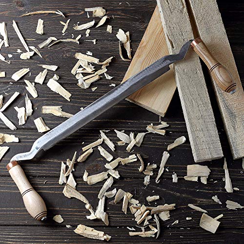 Draw-Knife. Straight Draw Shave with High Carbon Steel Blade. Hight Quality Wooden Handles - STAMESKY (9' INCH WORKABLE Blade)