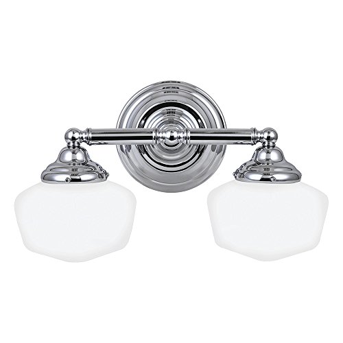 Sea Gull Lighting 44437-05 Academy Wall/Bath Vanity Style Fixture, Two Light, Chrome