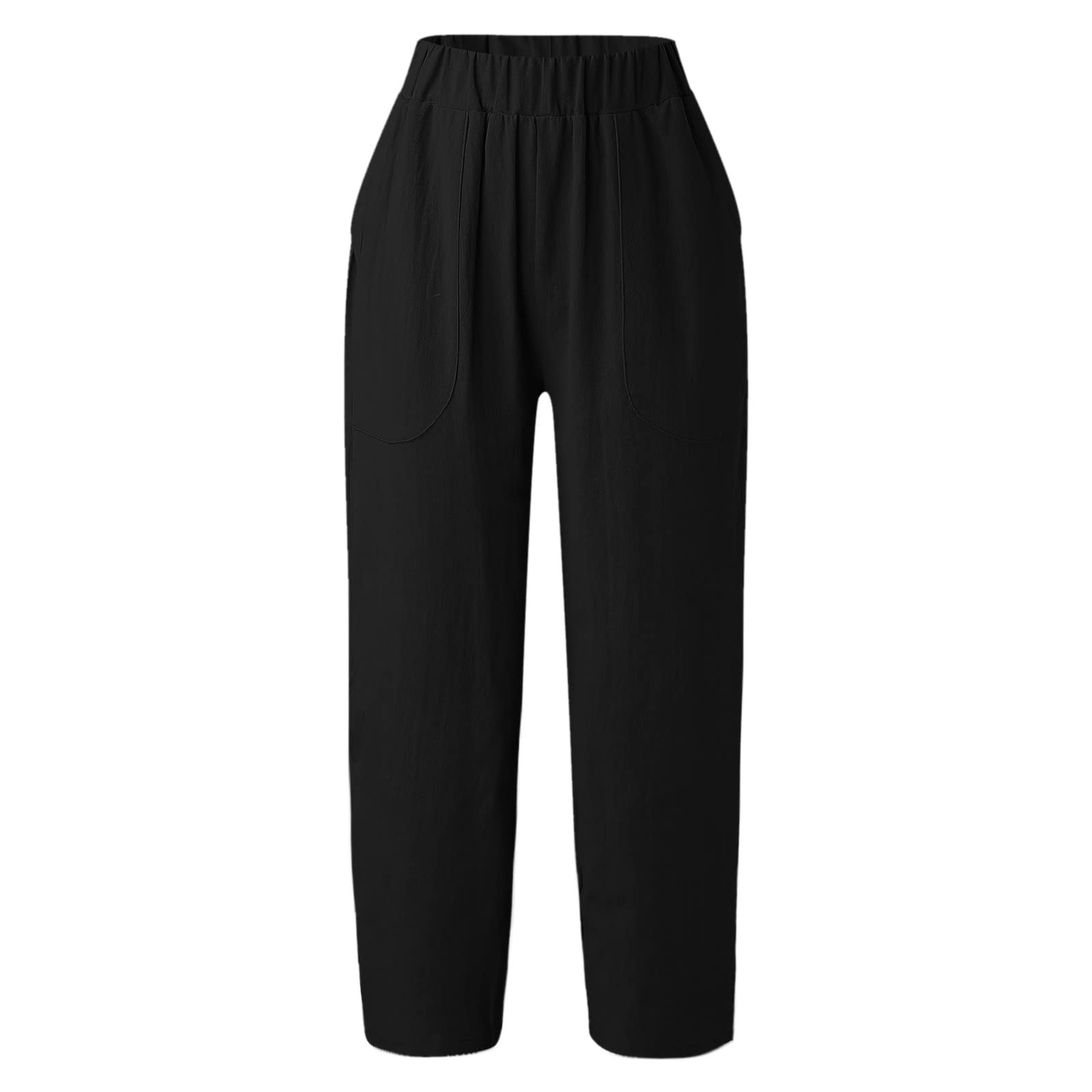 Boho Pants Loose Women's Pants（Chain） Casual Sport Small-Legged Monochromatic Halon Pants Rain Pants D-Black