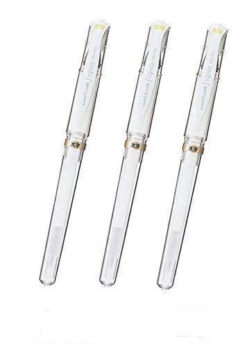 Uni Ball Signo Gel Ink Pens -Medium Point 1.0mm-White Ink-value Set of 3 (with Values Japan Original Discription of Goods)