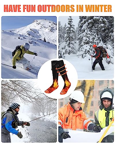 Rechargeable 2023 Upgraded Heated Socks for Men Women Elder, Washable Electric Thermal Warming Socks for Camping Hunting Winter Skiing Fishing Outdoors, Battery Included