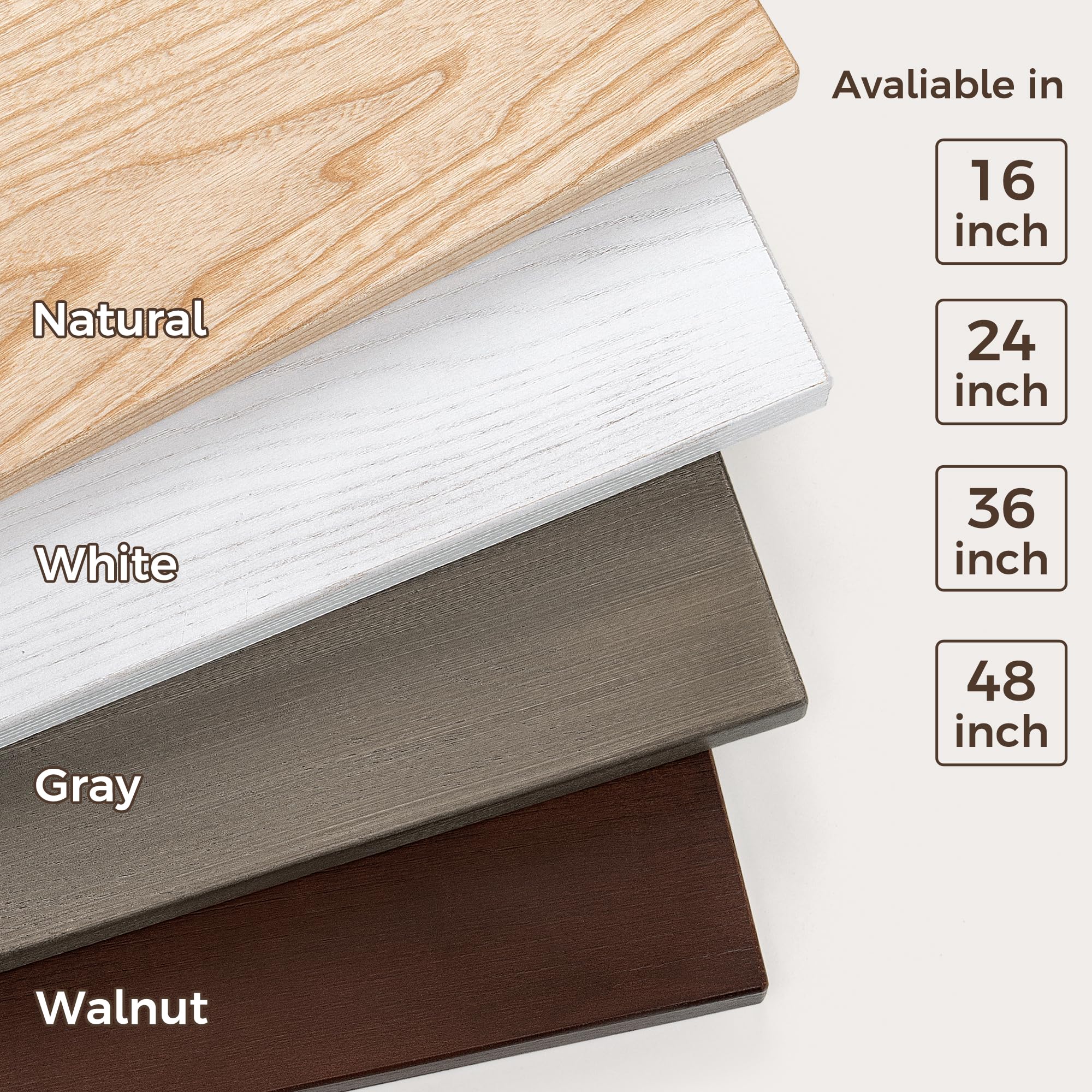 FLYJOE Floating Shelves for Wall, 48 Inch Floating Shelf Set of 1, Solid Ash Wood Wall Shelves, Rustic Grey Wooden Shelves for Living Room Bedroom Kitchen Home Office - Grey