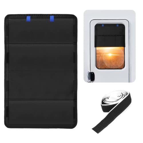 DAIKOU RV Door Window Shade, Foldable Velcro Blackout Cover, UV Rays Protection Camper Trailer Fits for Most Interior Waterproof Thickened Oxford Fabric Black