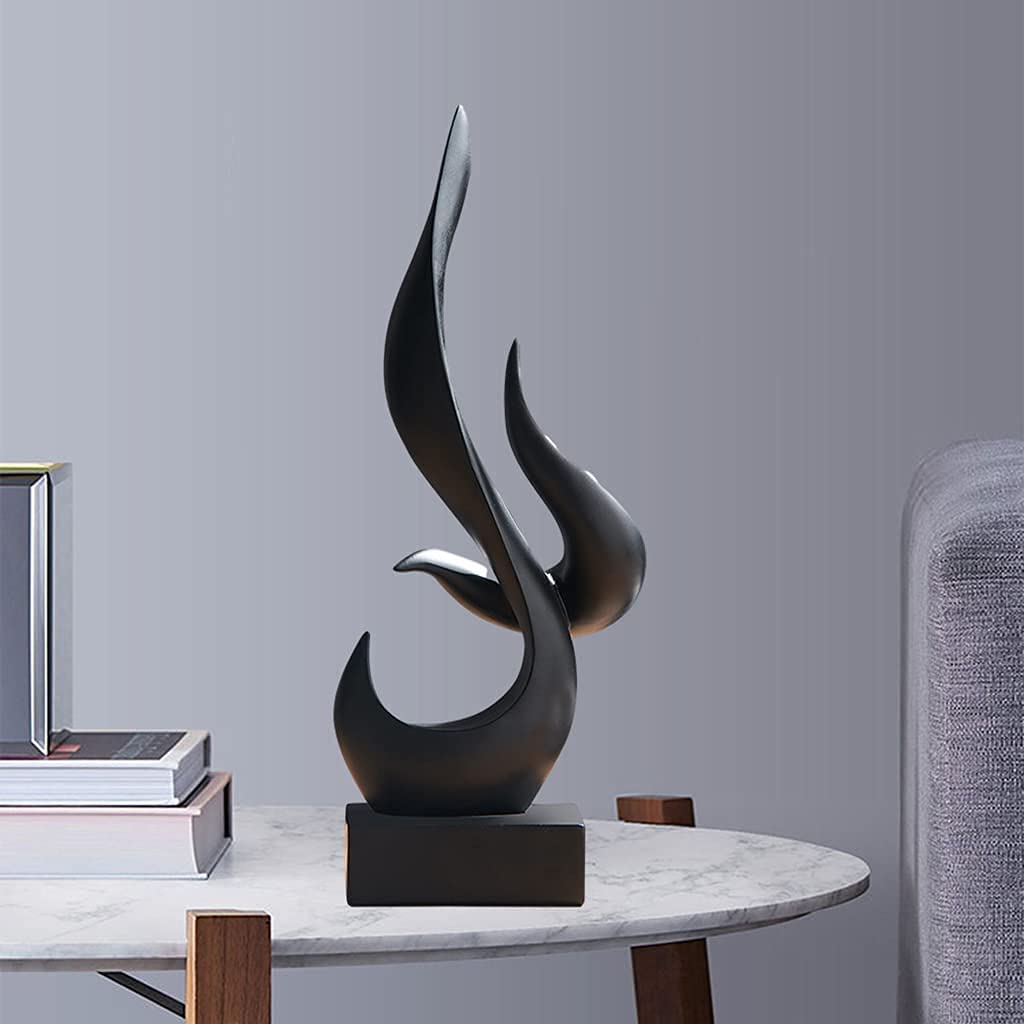Resin Art Statue Minimalist Figurines Abstract Sculpture Desk Table Sculpture Ornaments for Home Bedroom Living Room Garden Office - Black
