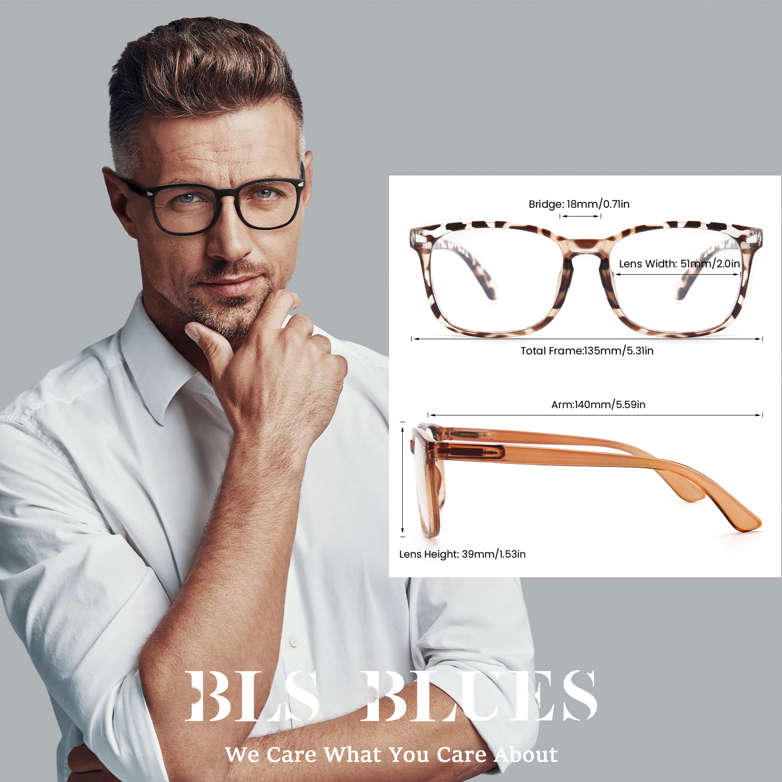 BLS 5 Pack Reading Glasses Blue Light Blocking, Fashion Square Computer Readers Anti Glare/Eye Strain/UV Ray Blockers Eyeglasses Women/Men (5 Pack Mix, 1.5)