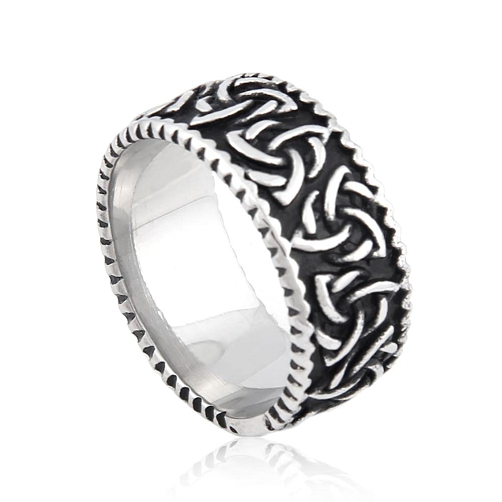 BAVIPOWER Viking Celtic Triquetra Knot Ring Unique Stainless Steel Design Eternity Love Trinity Claddagh Jewelry For Men Women