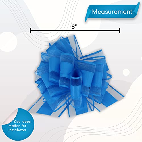 Insta Bows 8 Inch Big Bow for Bike Blue Lace & Ribbon Pull Bow Makes Large Bow Perfect for Really Giant Gift Wrapping Present Or Toy Car 3 Instant Bows for Big Christmas Gifts