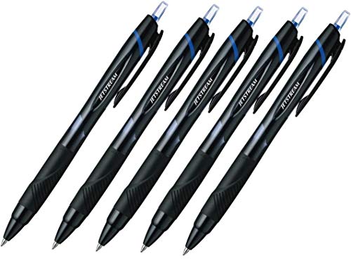 Uni-ball Jetstream Extra Fine Point Retractable Roller BallpointPens,-rubber Grip Type -0.7mm-Blue Ink-value Set of 5