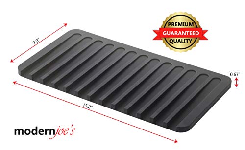 Self-Draining 2 in 1 Silicone Drying Mat and Trivet by Modern Joe's. Premium Space Saving Dish and Glassware Silicone Mat. Made from Food-grade, Dish Washer Safe and Heat Resistant (Gray)