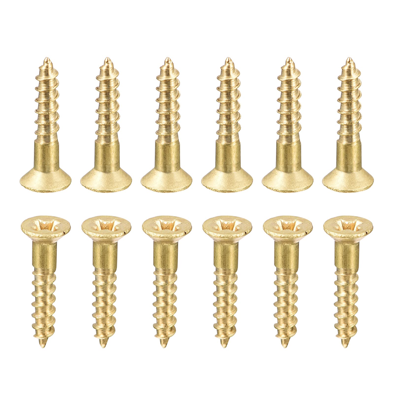 DTGN M4x30mm(DxL) Brass Phillips Wood Screws - 30Pack - Good for Wood Crafts, Furniture - Countersunk Head Self-Tapping Screw - Brass Tone
