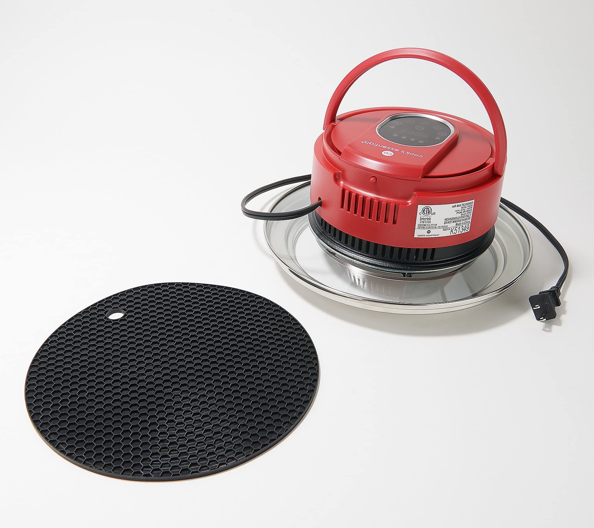 Cook's Essentials Air Fryer Lid for Pots, Pans & Pressure Cooker (Renewed), Red