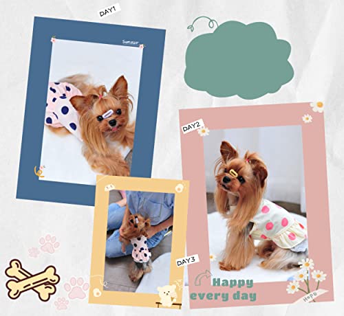 MSNFOASM 2Pcs-Pet Dog Elastic Soft Dress,Cute Polka Dots Lace Skirt for Small Dogs Cats(White&Pink S)